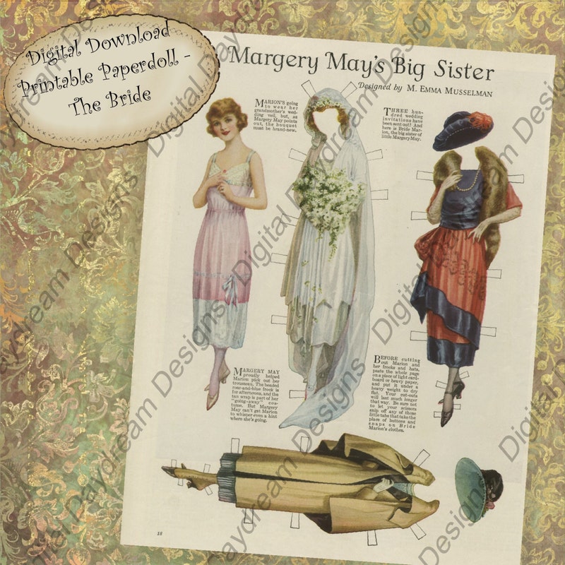 Bride Paper Doll - Etsy