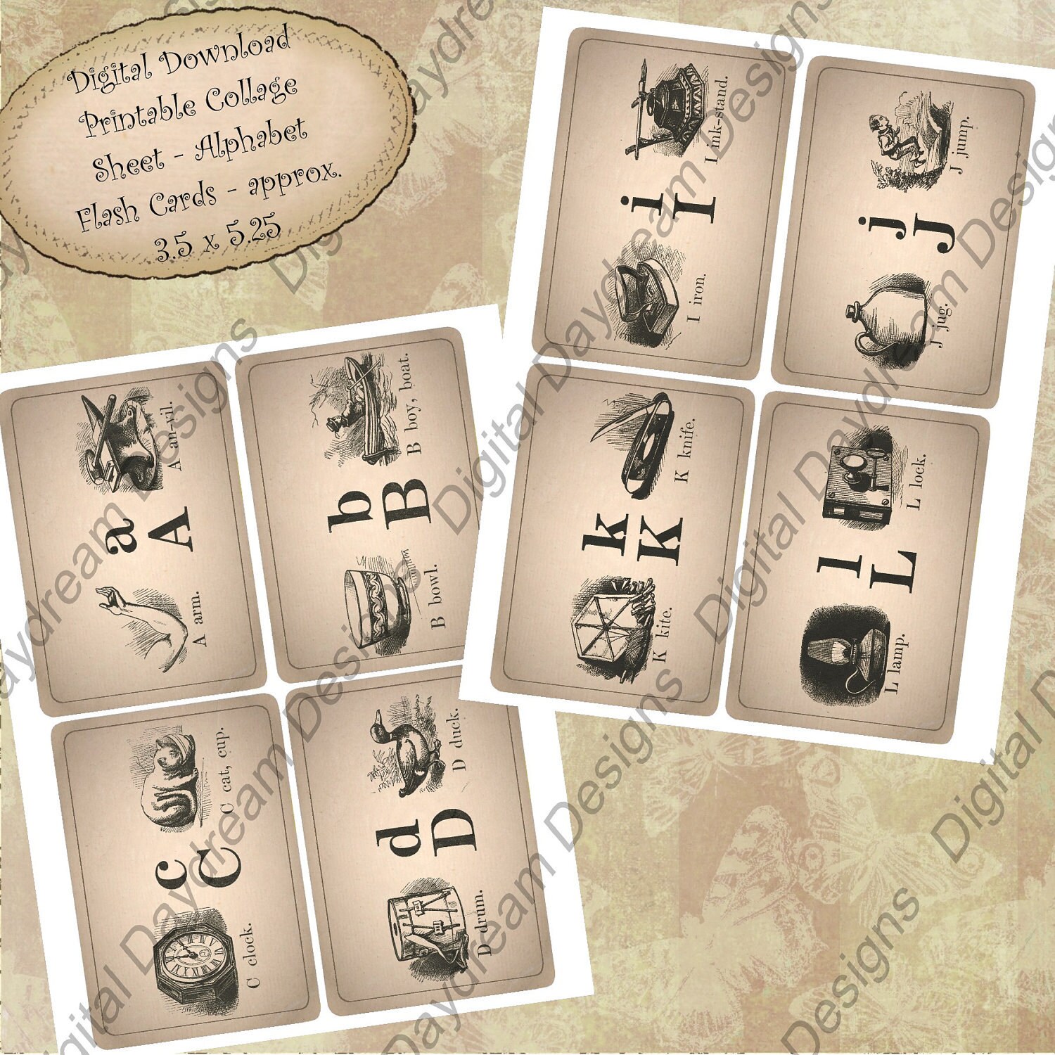 Instant Download Printable Flash Cards Digital Collage Sheet | Etsy