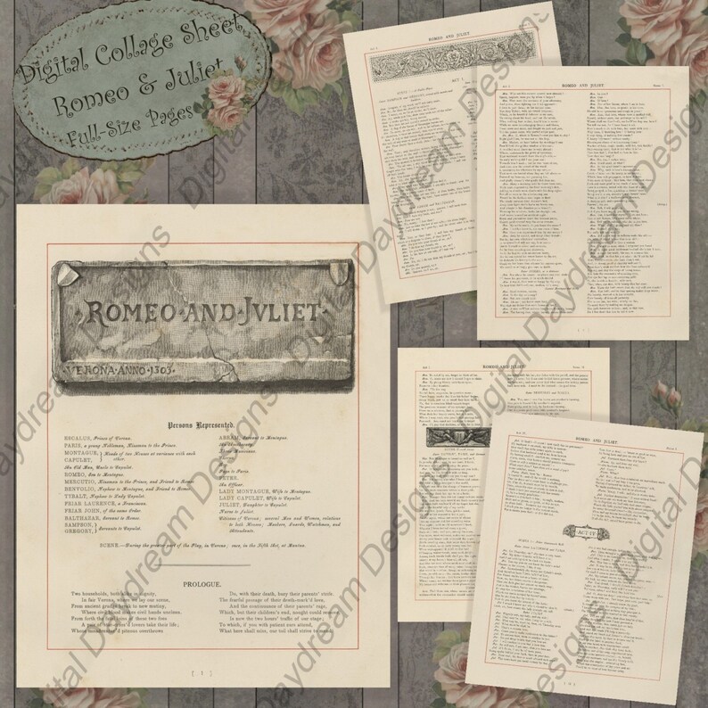 Instant Download Digital Printable Images - Romeo and Juliet, 46 Files ...