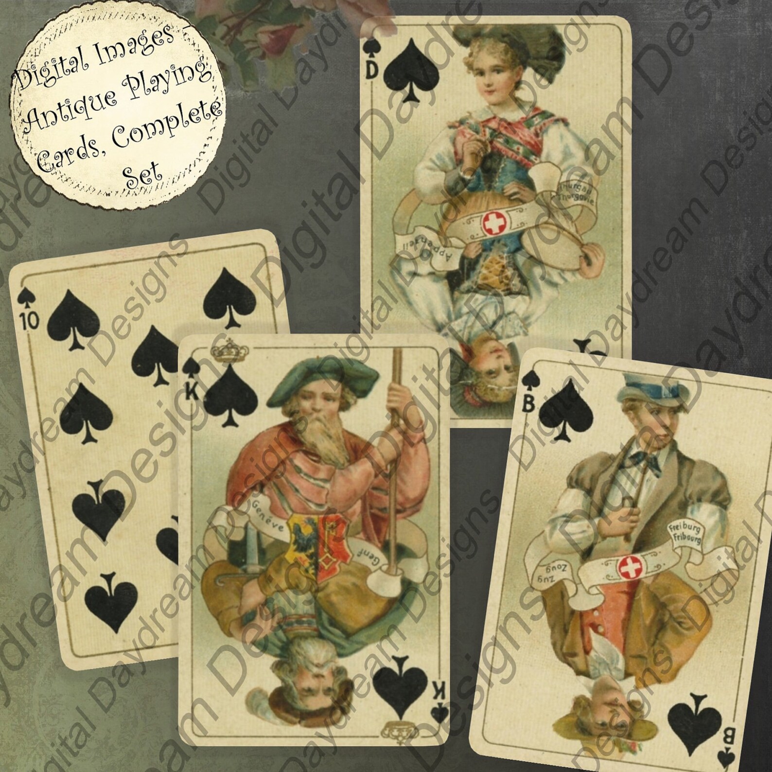 Instant Download Printable Superb Set of Vintage Playing Cards Collage ...