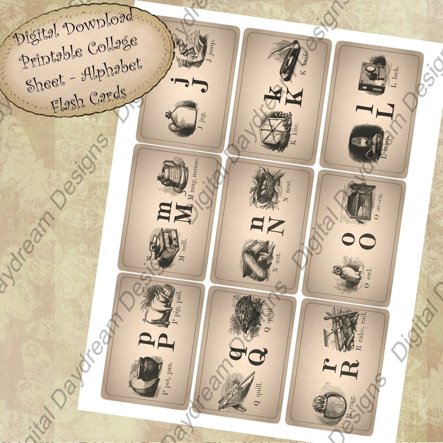 Instant Download Printable Flash Cards Collage Sheet Just a Tad Smaller ...