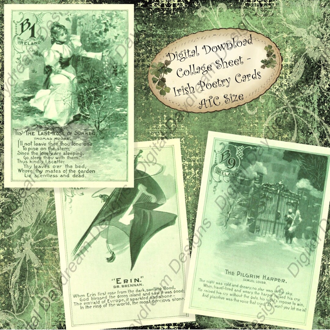 Instant Download Printable Collage Sheet St Patrick's Day Irish Poetry ...