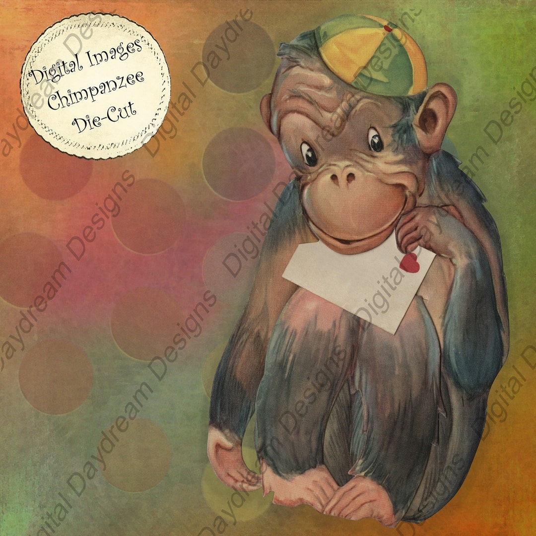Instant Download Printable Collage Sheet Chimpanzee Die-cut - Etsy