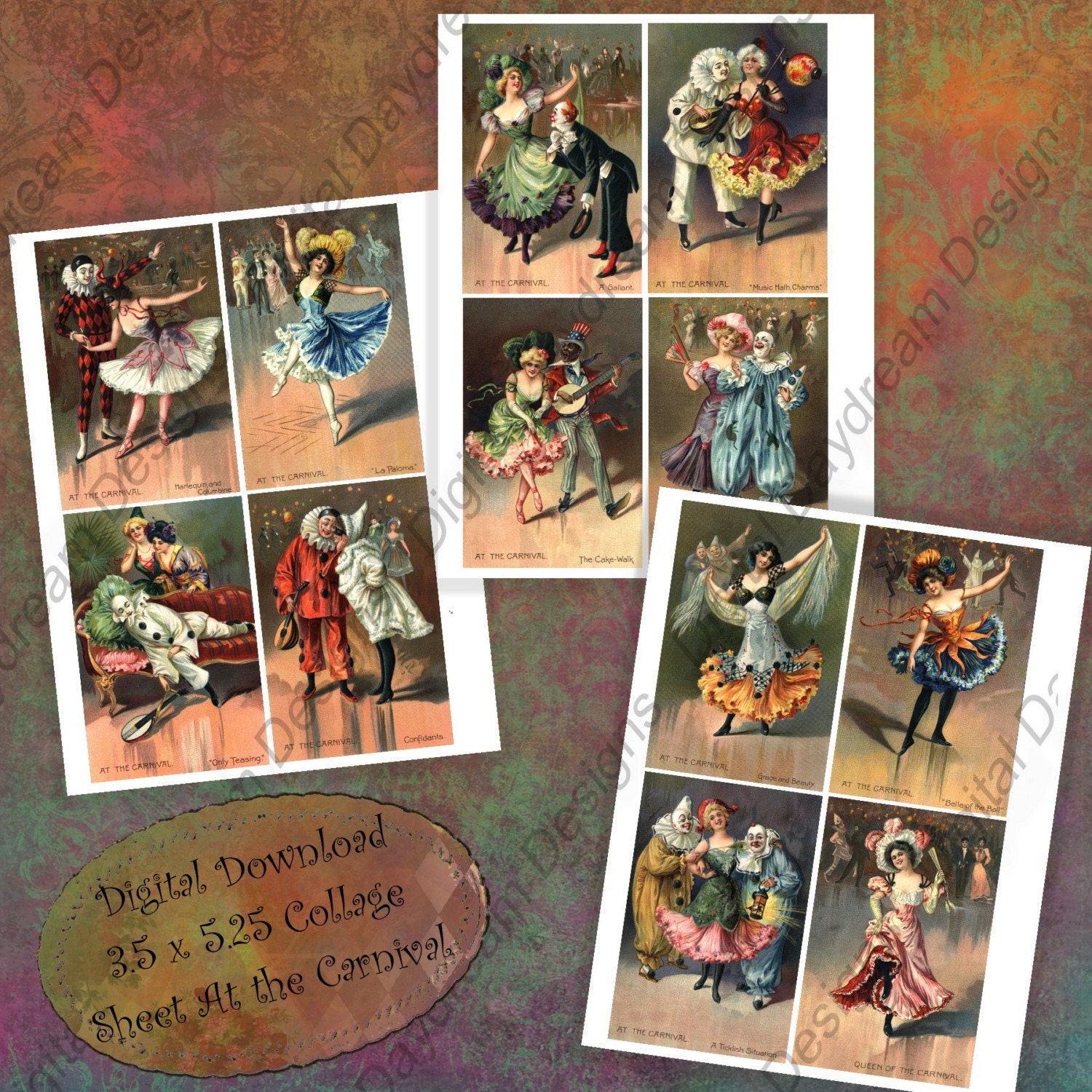Instant Download Printable at the Carnival Collage Sheet Set 3.5 X 5.25 ...
