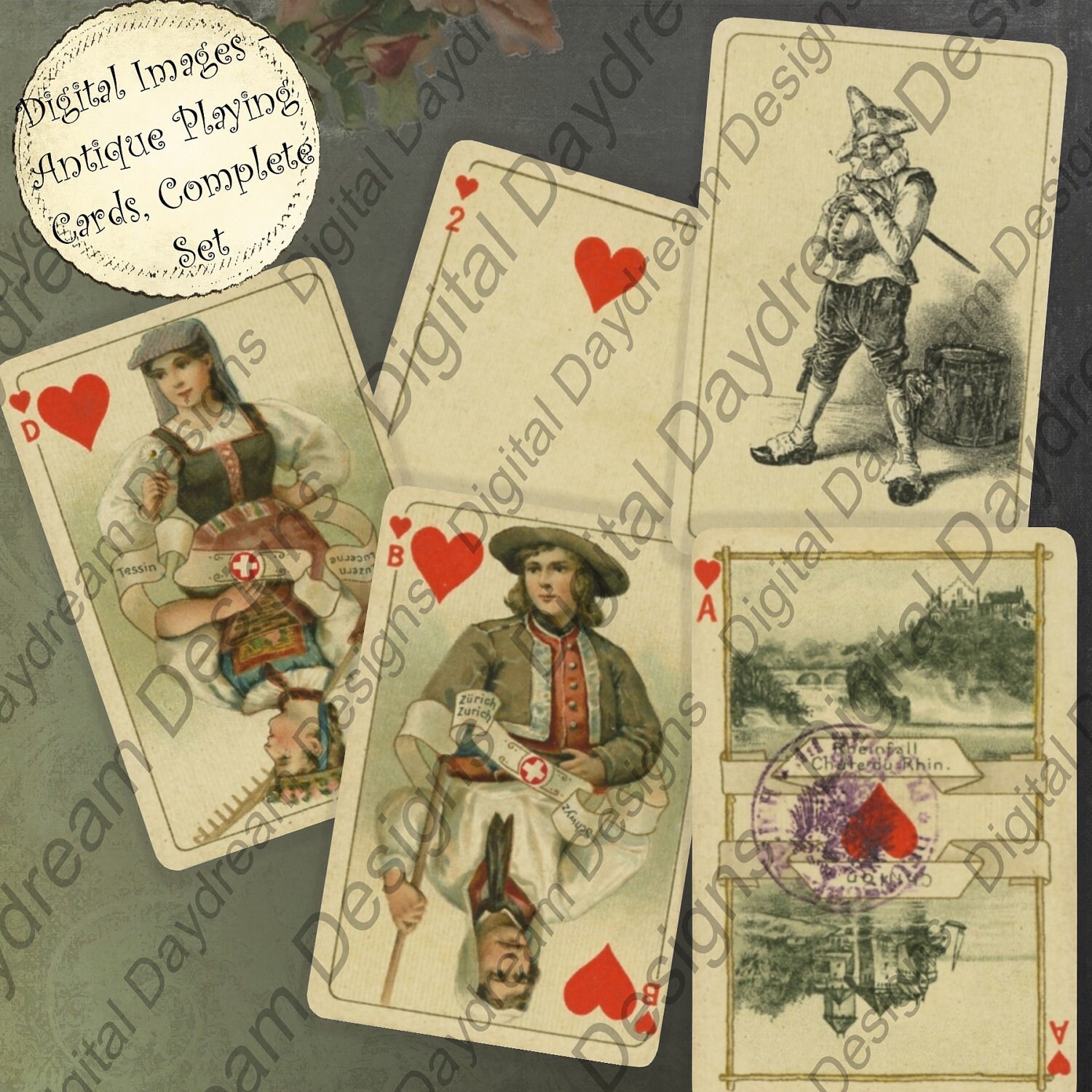 Instant Download Printable Superb Set of Vintage Playing Cards Collage ...