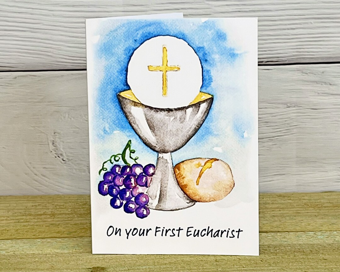 First Eucharist Communion Watercolor Silver Chalice Catholic Religious ...