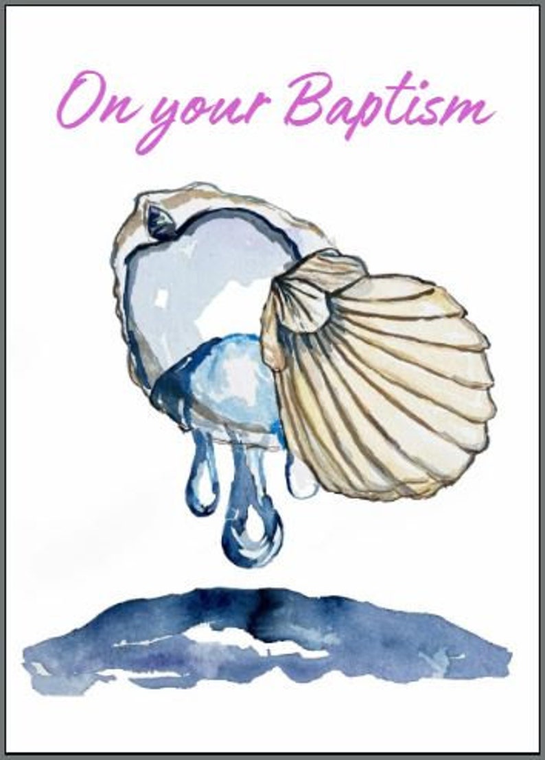 Baptism Watercolor Christening Shell Water Catholic Religious Art Print ...