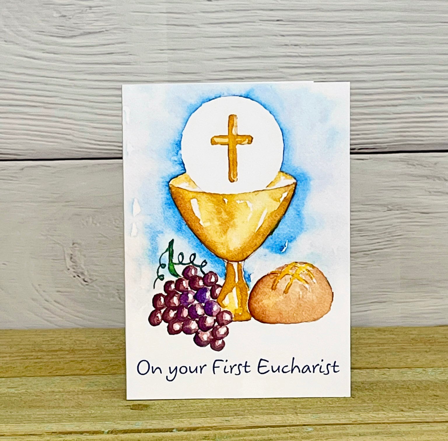 First Eucharist Communion Watercolor Chalice Catholic Religious Art ...