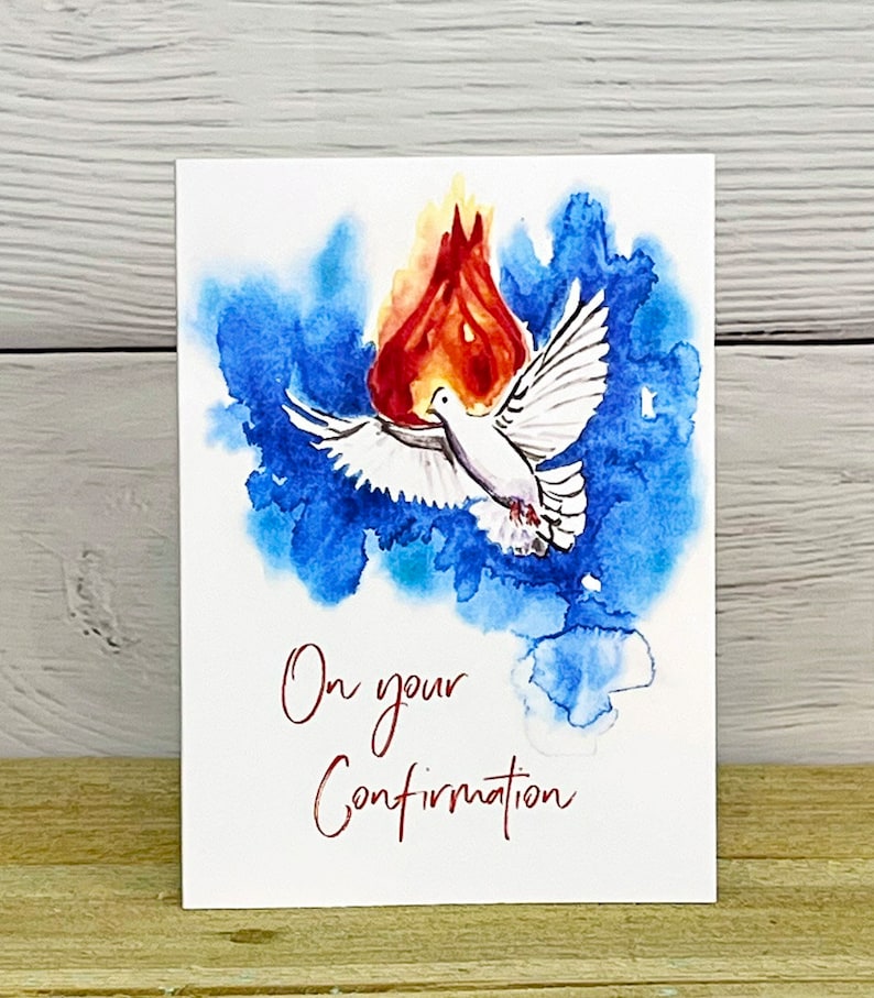 Confirmation Watercolor Holy Spirit Dove and Flame Catholic Religious ...