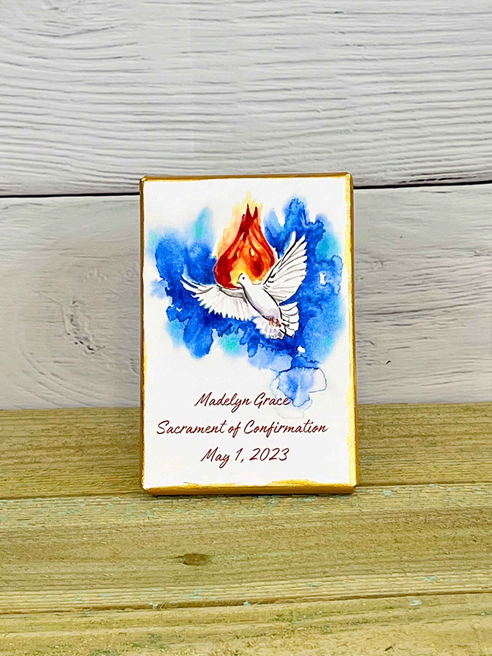 Confirmation Personalized Watercolor on Canvas Holy Spirit Dove and ...
