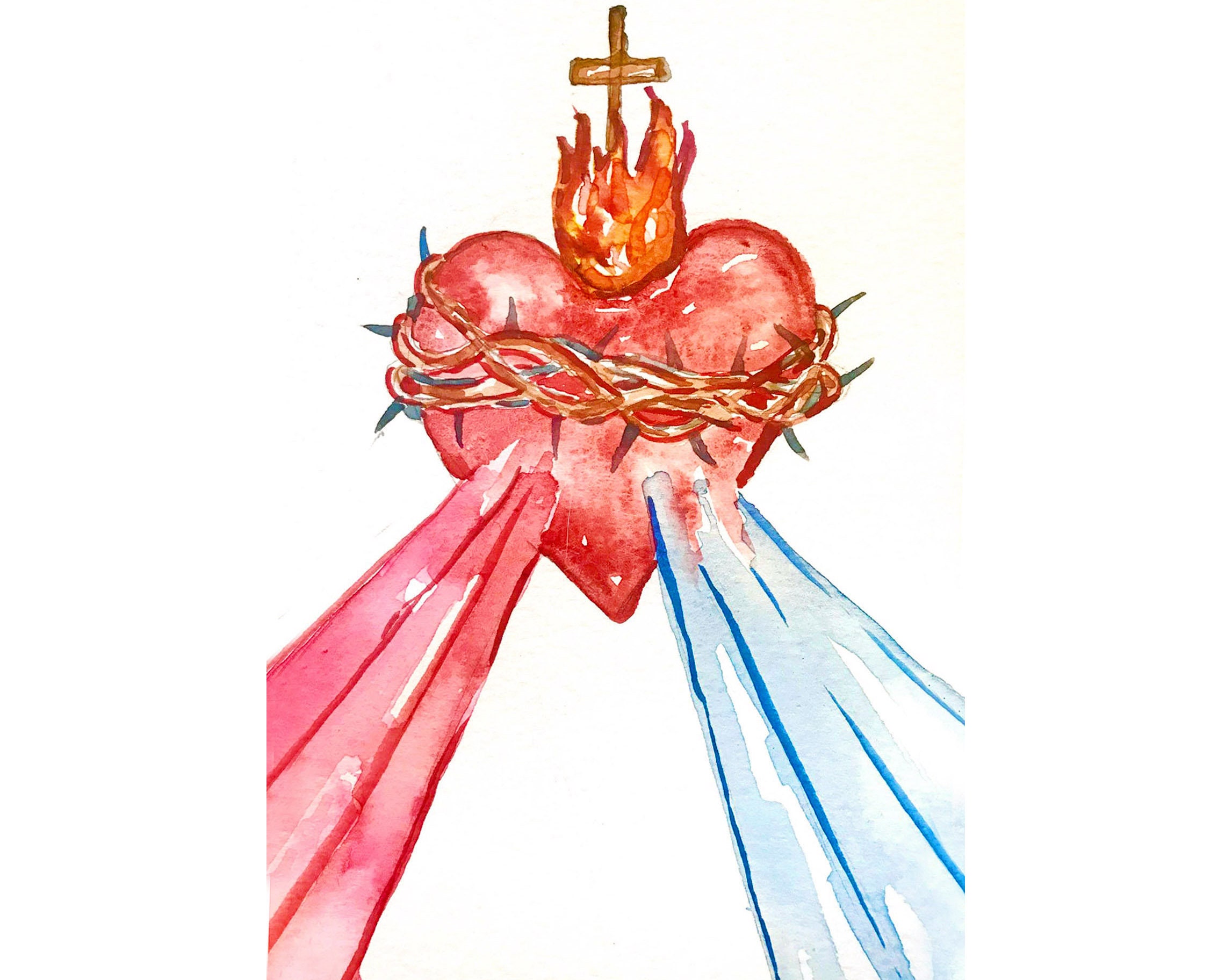 Divine Mercy Sacred Heart of Jesus Catholic Religious Art Print - Etsy