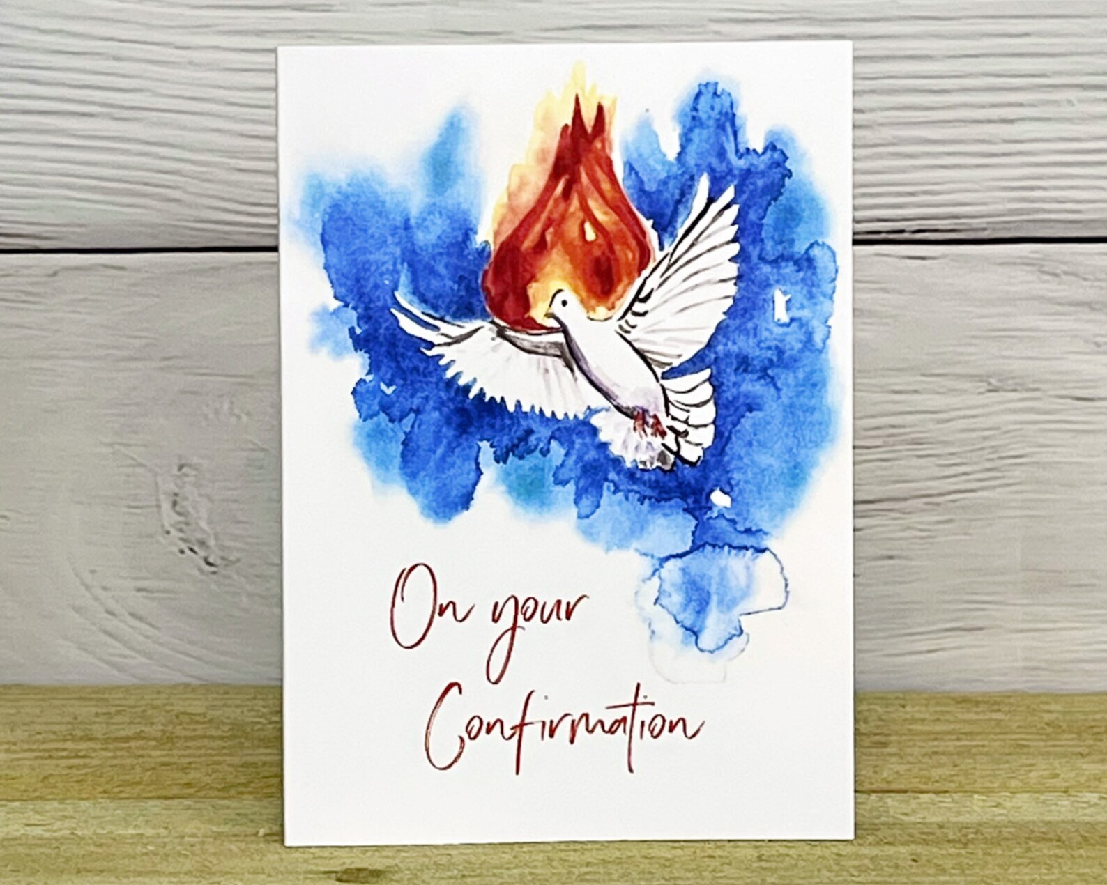 Confirmation Watercolor Holy Spirit Dove and Flame Catholic Religious ...