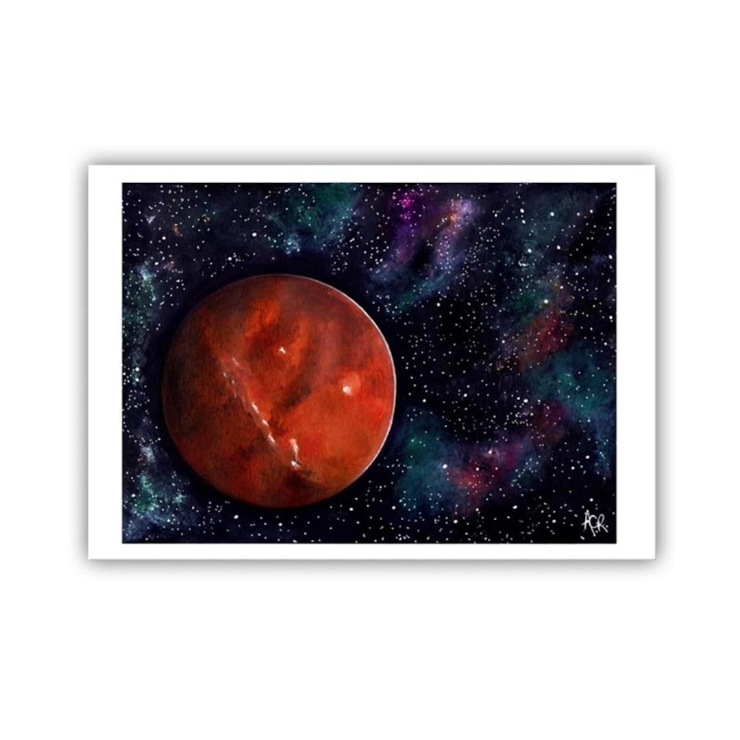 Mars - Art Print ~ Space, Milky Way, Planet Painting, Starry Sky, Solar ...