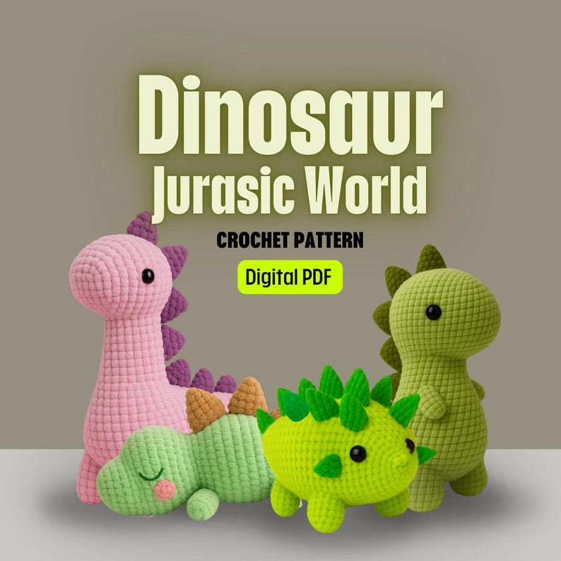 Dinosaur Jurassic World No Sew Crochet Pattern, No Sew Amigurumi ...