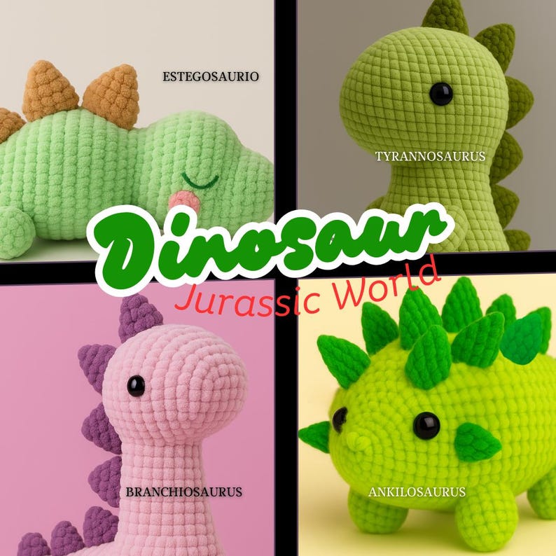 Dinosaur Jurassic World No Sew Crochet Pattern, No Sew Amigurumi ...