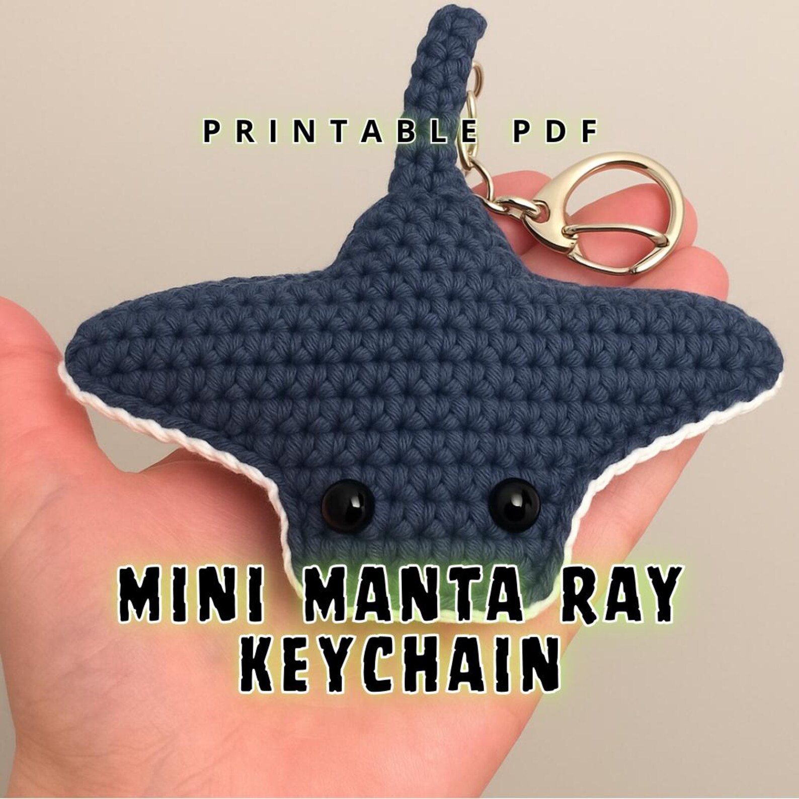 No-sew Mini Stingray Crochet Pattern PDF | Cute Manta Ray Keychain ...