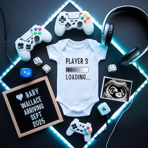 Gamer Pregnancy Announcement • Digital Baby Reveal Template • Player 3 ...