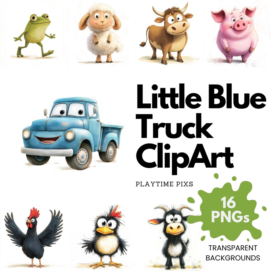 Little Blue Truck Beep Beep Beep | Kids Story Book Watercolor Clipart ...