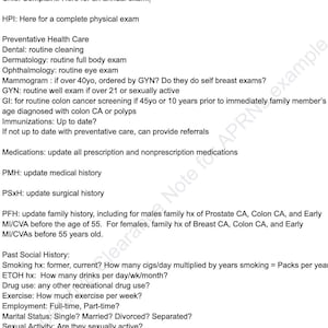 Adult Physical Exam Note Example/guideline - Etsy