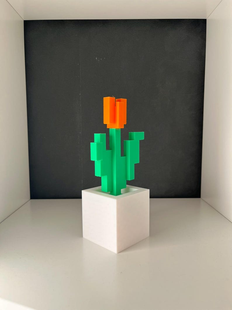 Minecraft Inspired Artificial Tulip Flower Colorful Home Decor, Unique ...