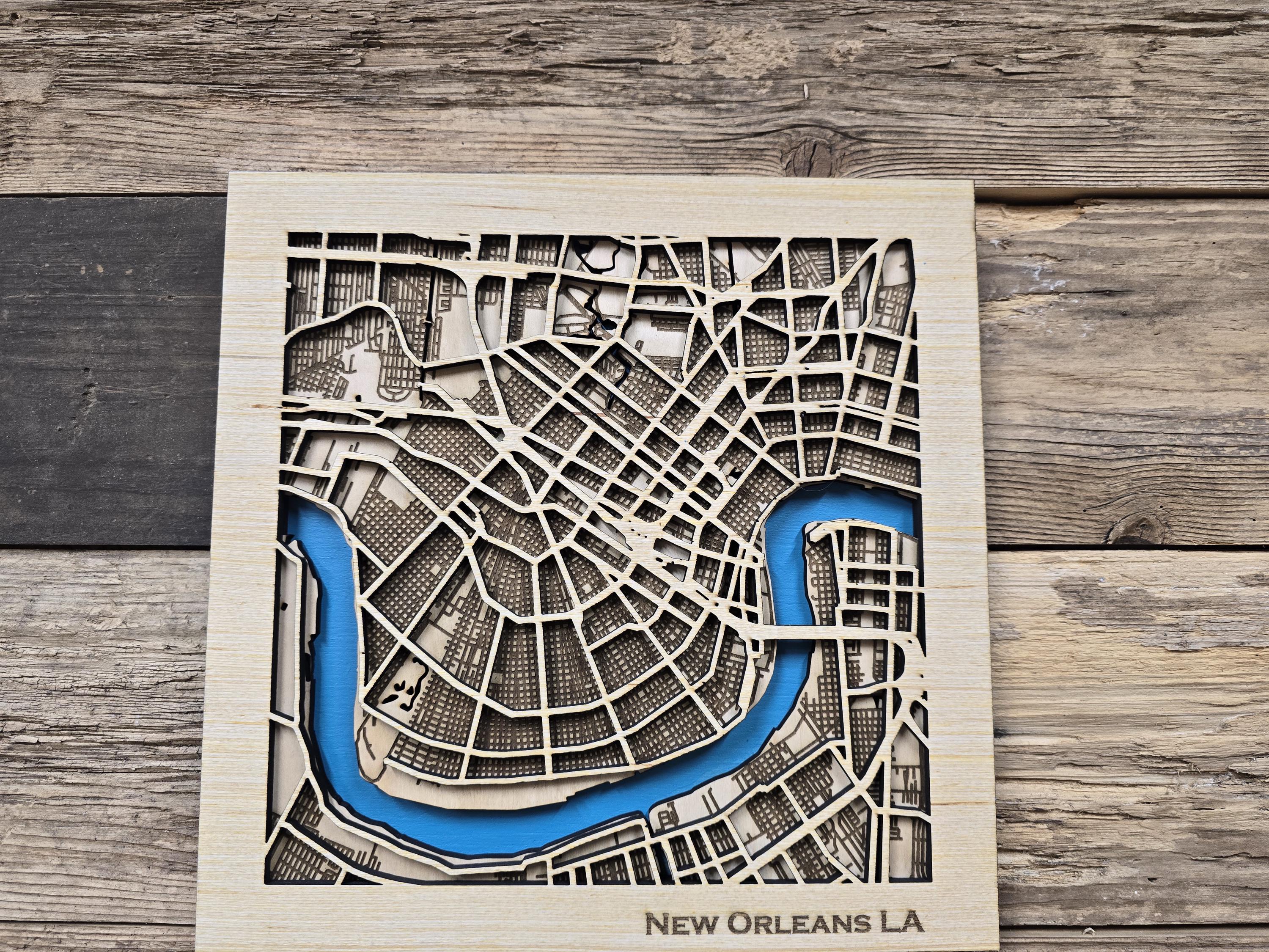 New Orleans Layered City Map Svg File, New Orleans Laser Map File, 3d ...