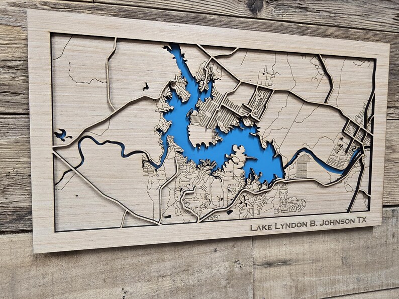 Lake Lyndon B. Johnson Layered Map SVG Cutting File (digital Download ...