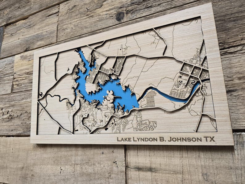 Lake Lyndon B. Johnson Layered Map SVG Cutting File (digital Download ...