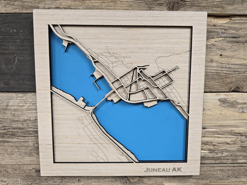 Juneau Alaska Layered Map SVG File for Laser Cutting (digital Download ...