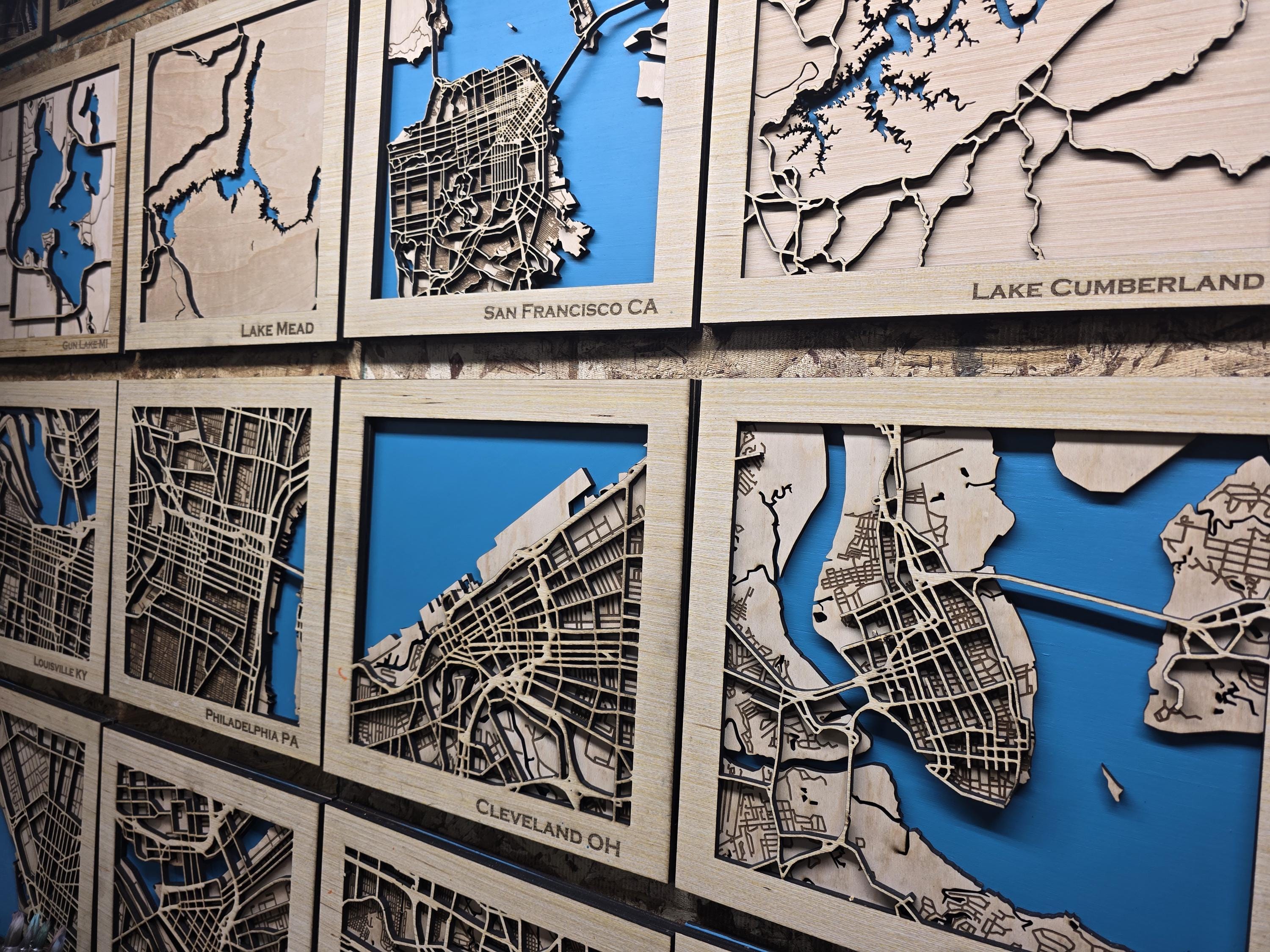 Laser Cut Map SVG Files: City & Lake Maps (digital Download) - Etsy