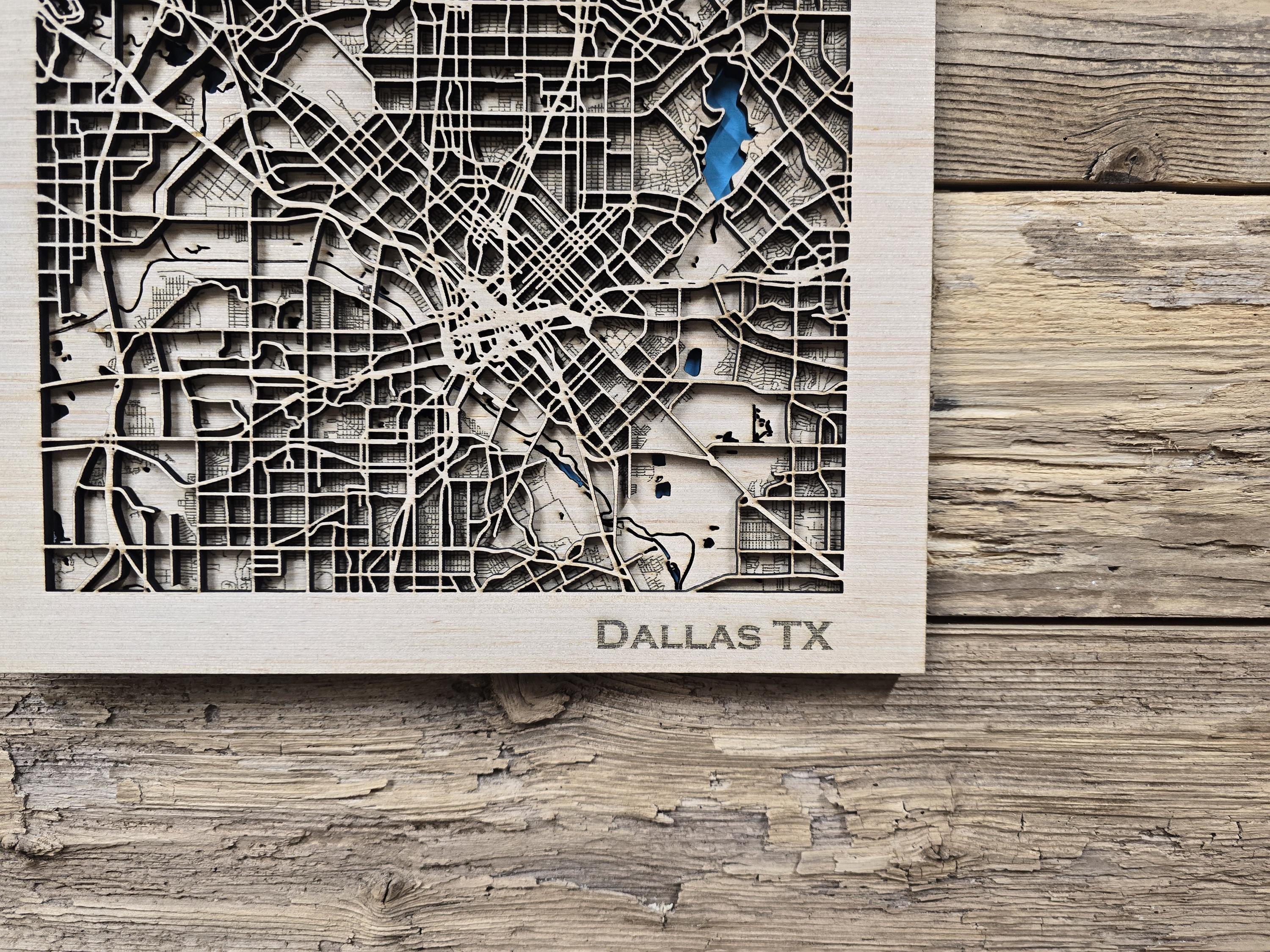 Dallas Texas Layered Map Svg File, Wood Layered Maps, 3d Wooden Map ...