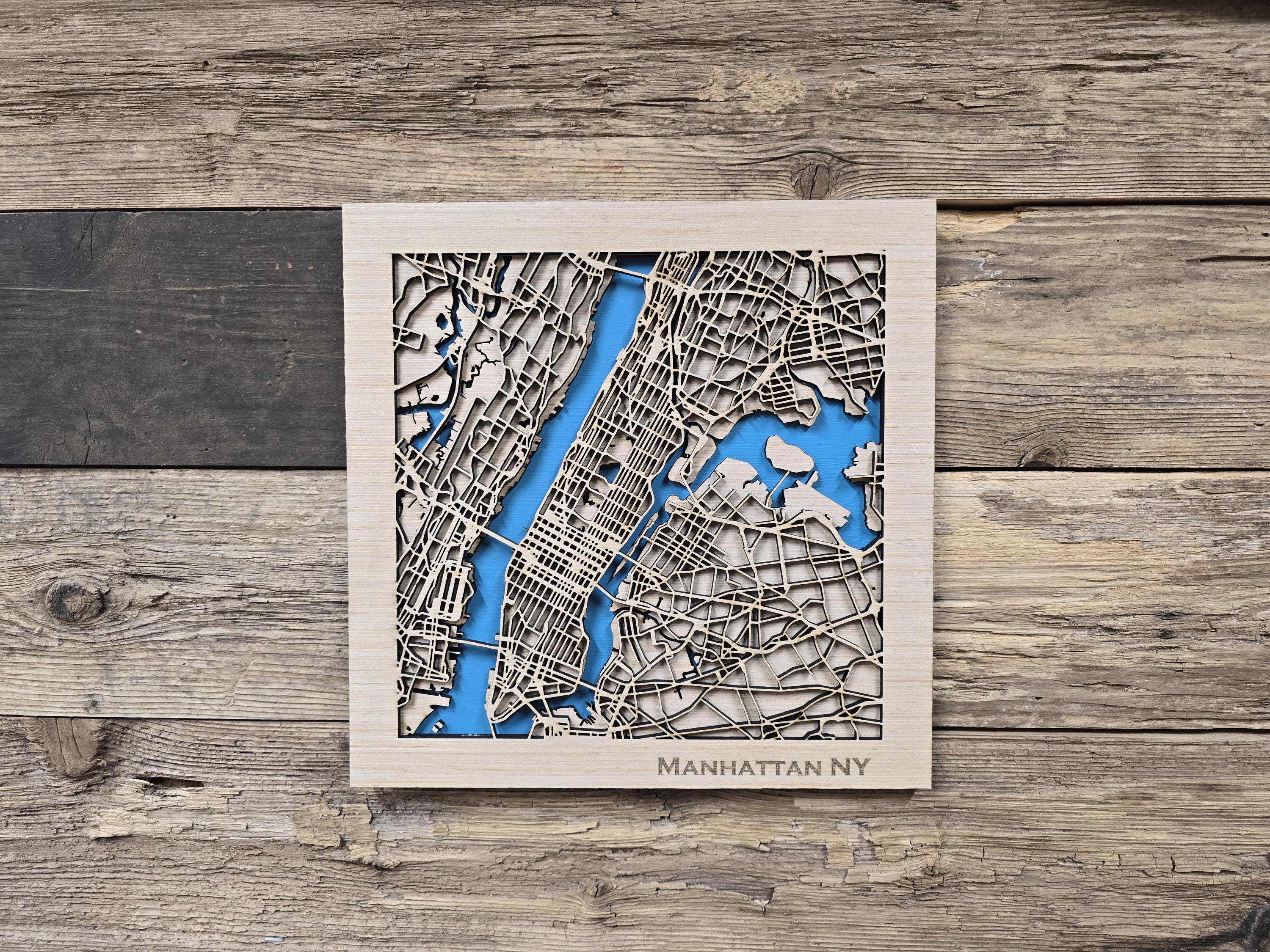 Manhattan Layered Map Svg File, City Map Svg, Laser Cut Map Svg ...