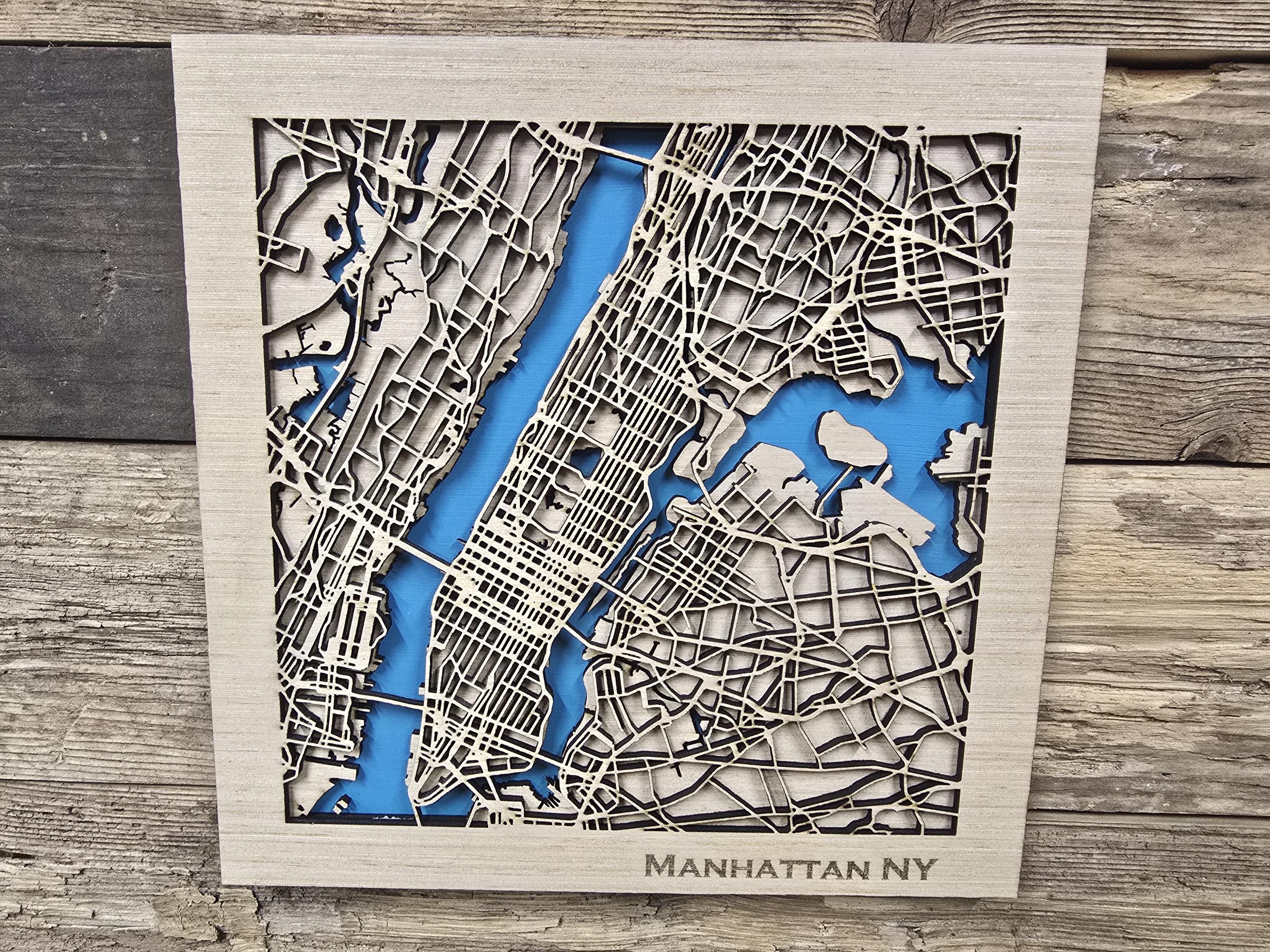 Manhattan Layered Map Svg File, City Map Svg, Laser Cut Map Svg ...