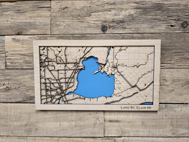 Lake St. Clair Michigan Layered Map SVG Laser File (digital Download ...