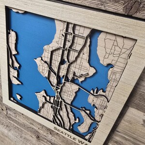 Seattle Layered Map Svg File, Seattle WA Layered City Map File, Wooden ...