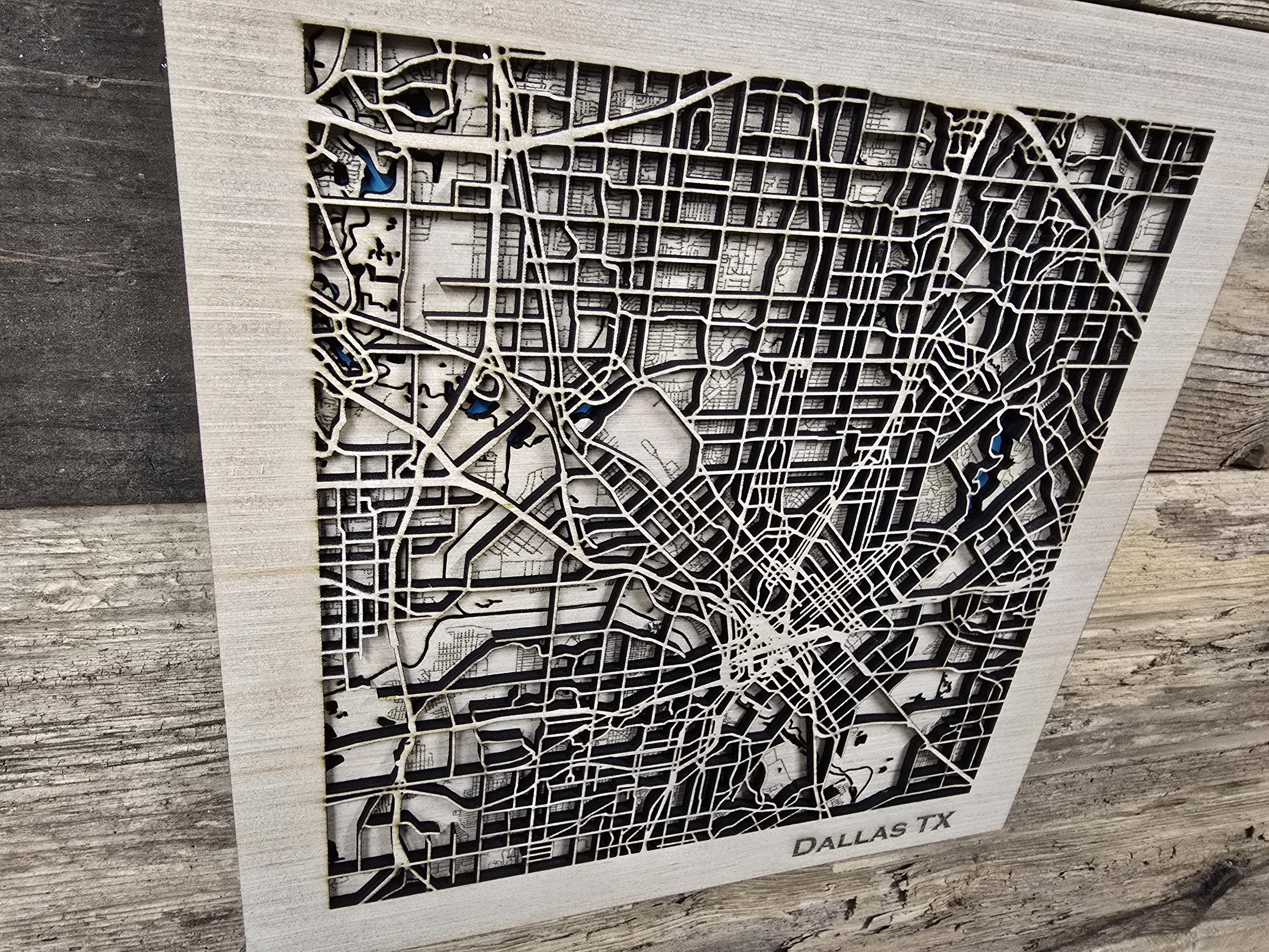 Dallas Texas Layered Map Svg File, Wood Layered Maps, 3d Wooden Map ...