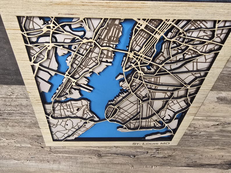 St. Louis Laser Map Svg File, 3d St. Louis Map File, Wooden City Map ...