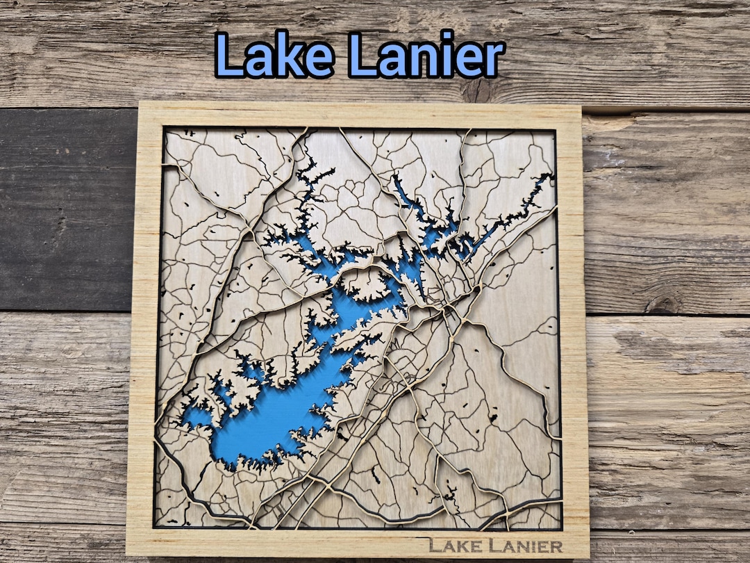 Lake Lanier Layered Map Svg, Lake Lanier Laser Map File, Lake Lanier 3d ...