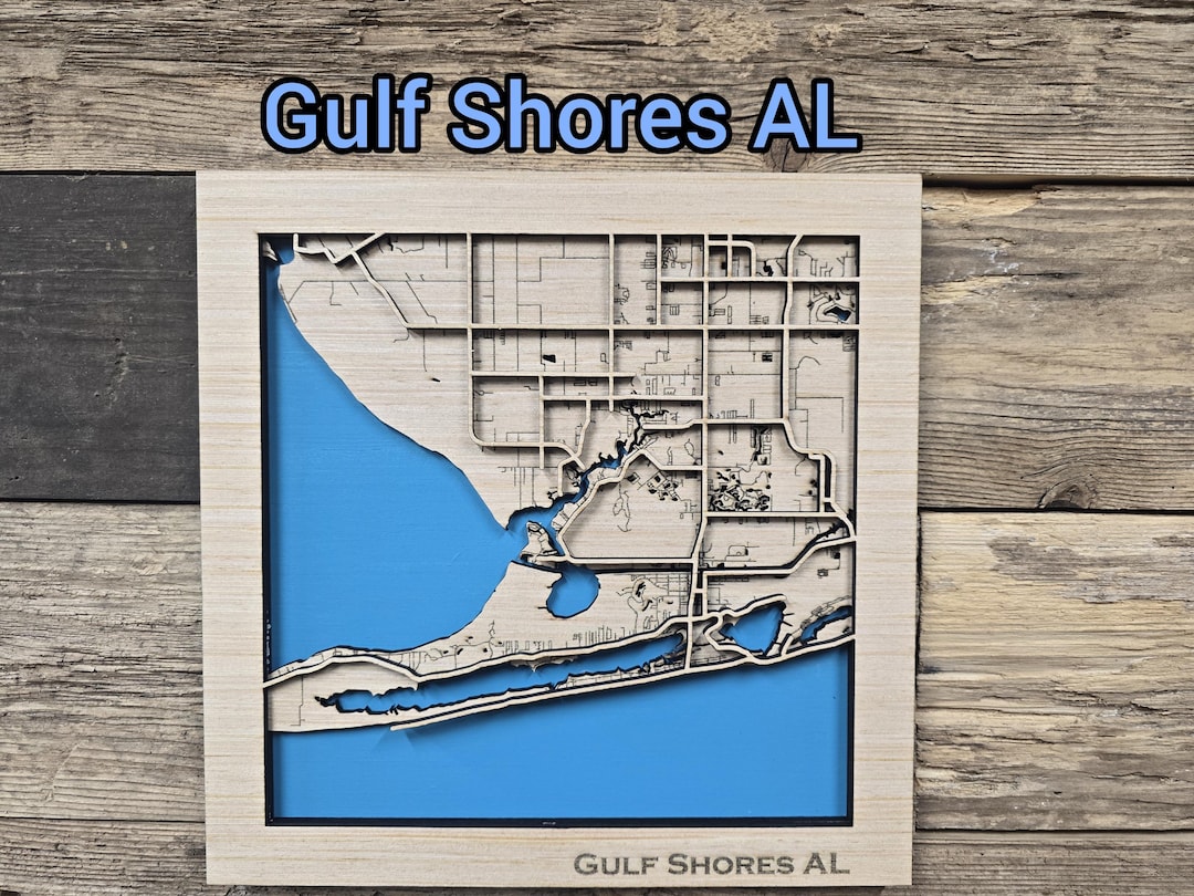 Gulf Shores AL Layered Map Svg File, Laser Cut Map File, Layered Gulf ...