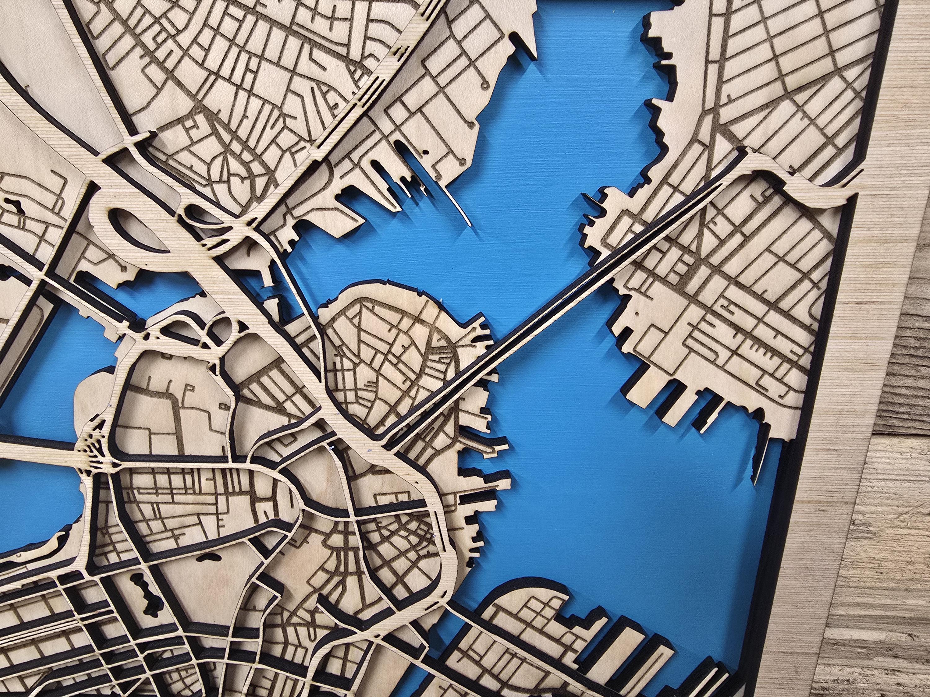 Boston Laser Cut Map SVG File: 3-layer City Design (digital Download ...