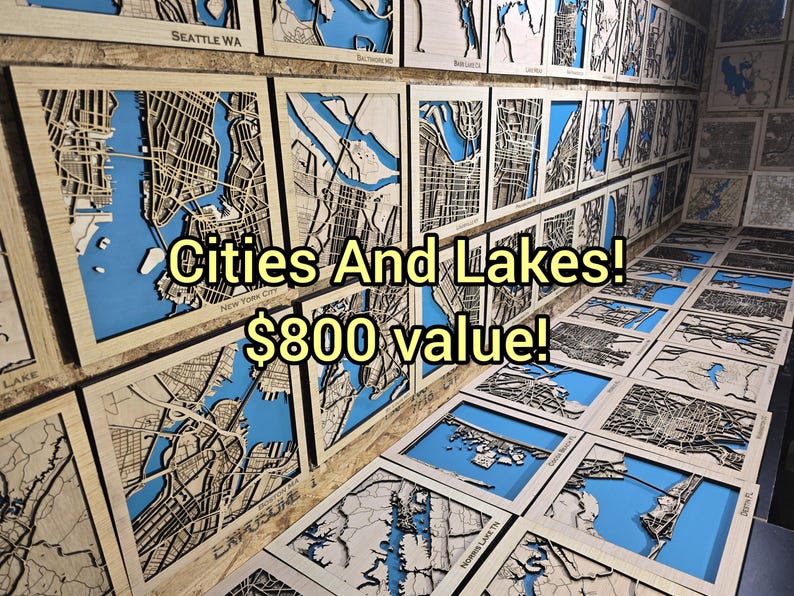 Map svg files for laser cutting, city maps svg, lake maps svg, 3d ...