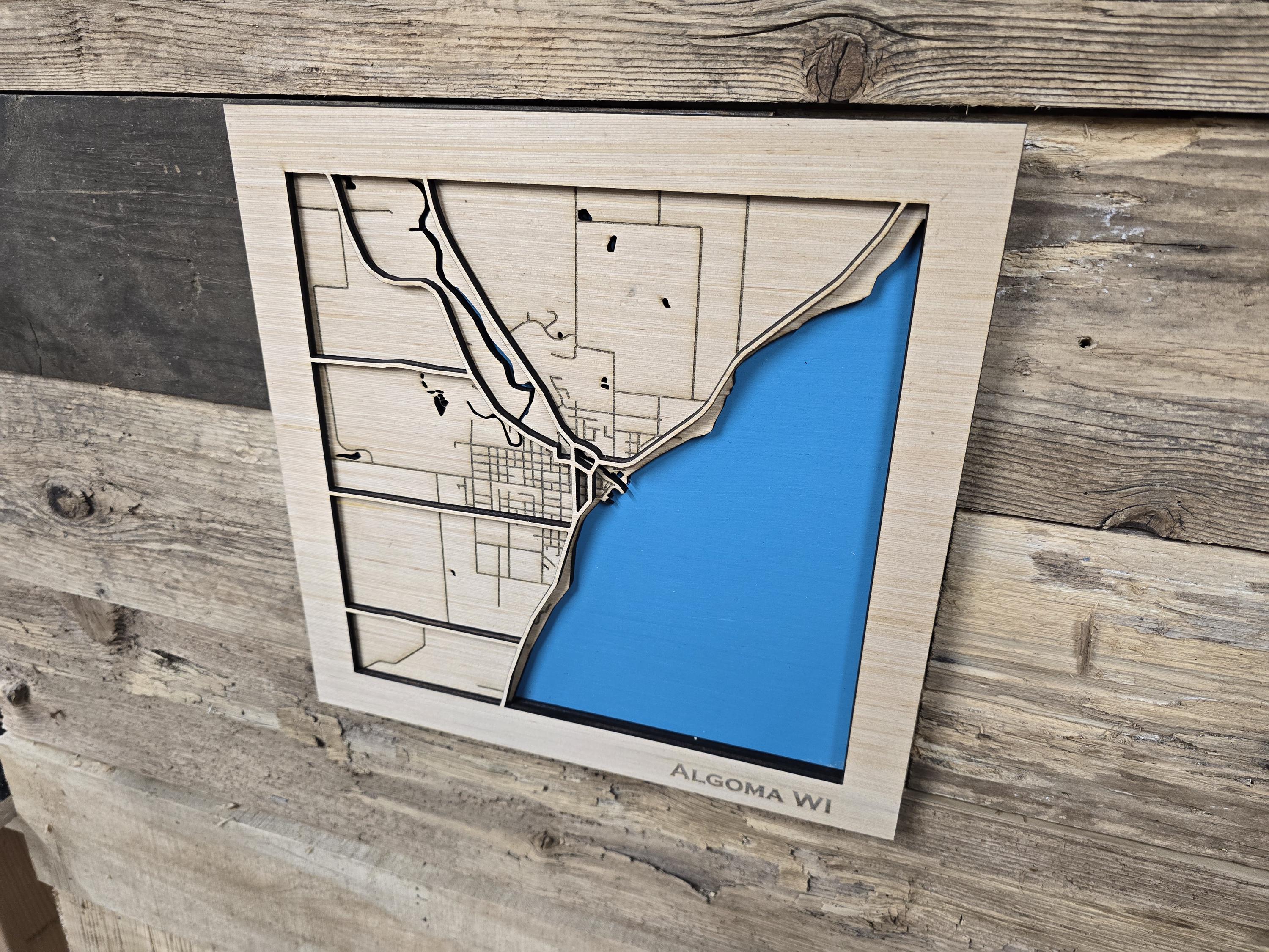 Algoma Wisconsin Layered Map SVG Laser Cutting File (digital Download ...