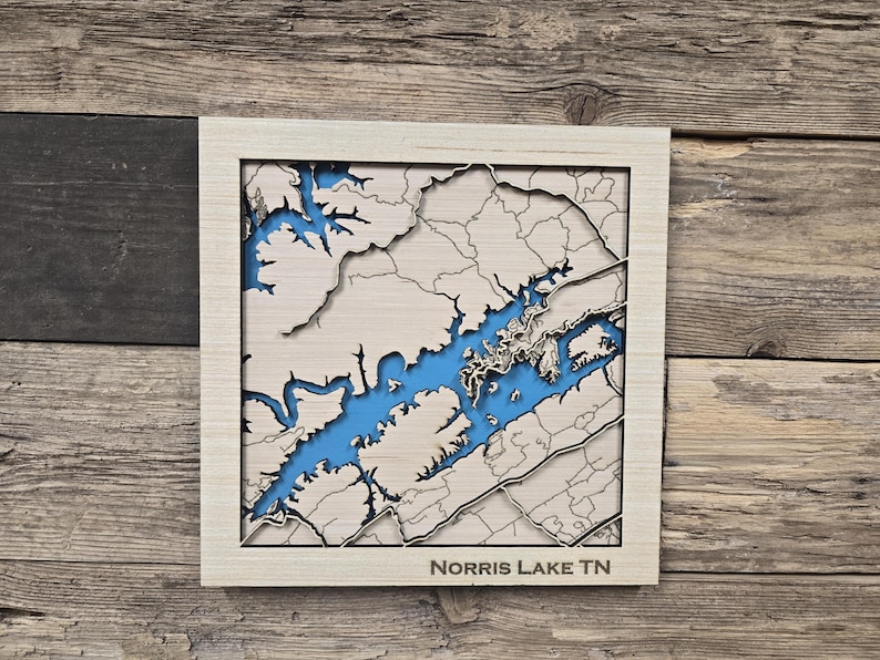 Norris Lake Map Svg File, Layered Lake Map Svg, Norris Lake TN, 3d Lake ...