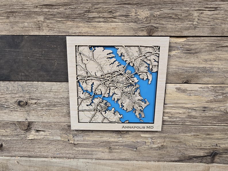 Annapolis Layered Map Svg File, Laser Cut Map Svg, Layered Wood Map ...