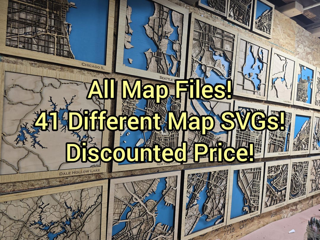 41 Map Svg Files for Laser Cutting, City Maps Svg, Lake Maps Svg, 3d ...