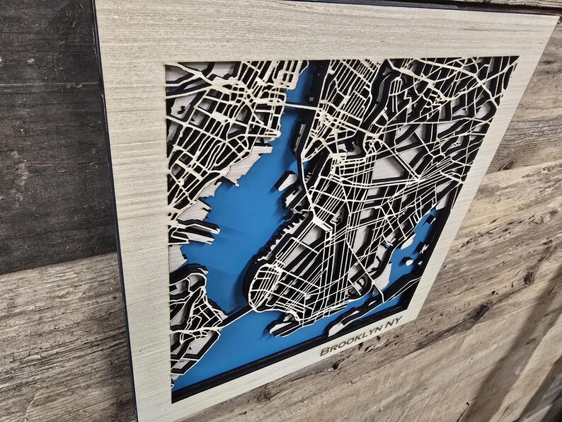 Brooklyn Layered Wood Map: Laser Cut 3D File (SVG) - Etsy