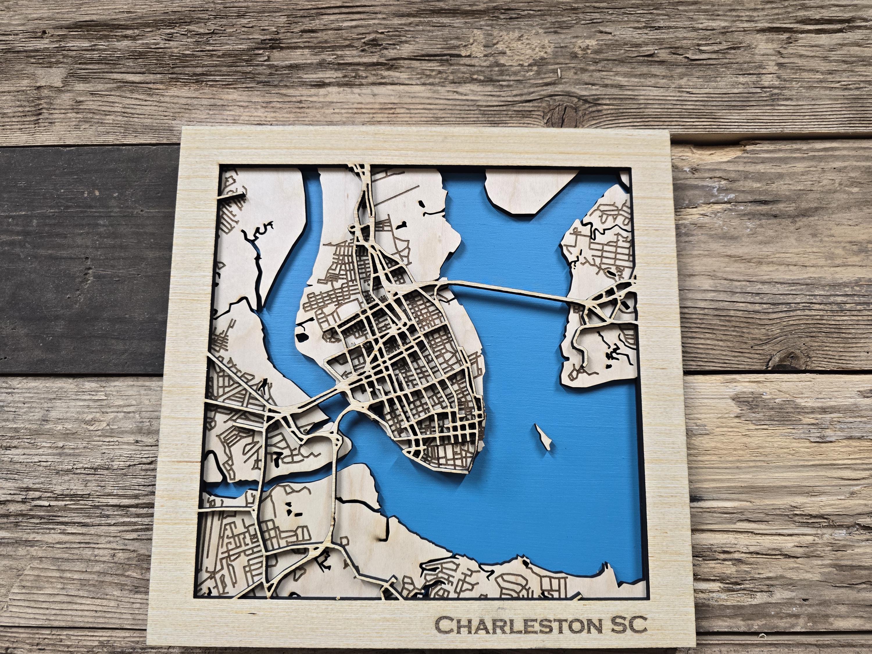 Charleston SC Layered Map Svg File, Charleston Laser Map File, Layered ...