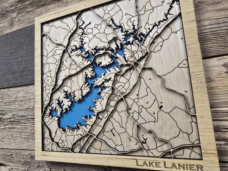 Lake Lanier Layered Map Svg, Lake Lanier Laser Map File, Lake Lanier 3d ...