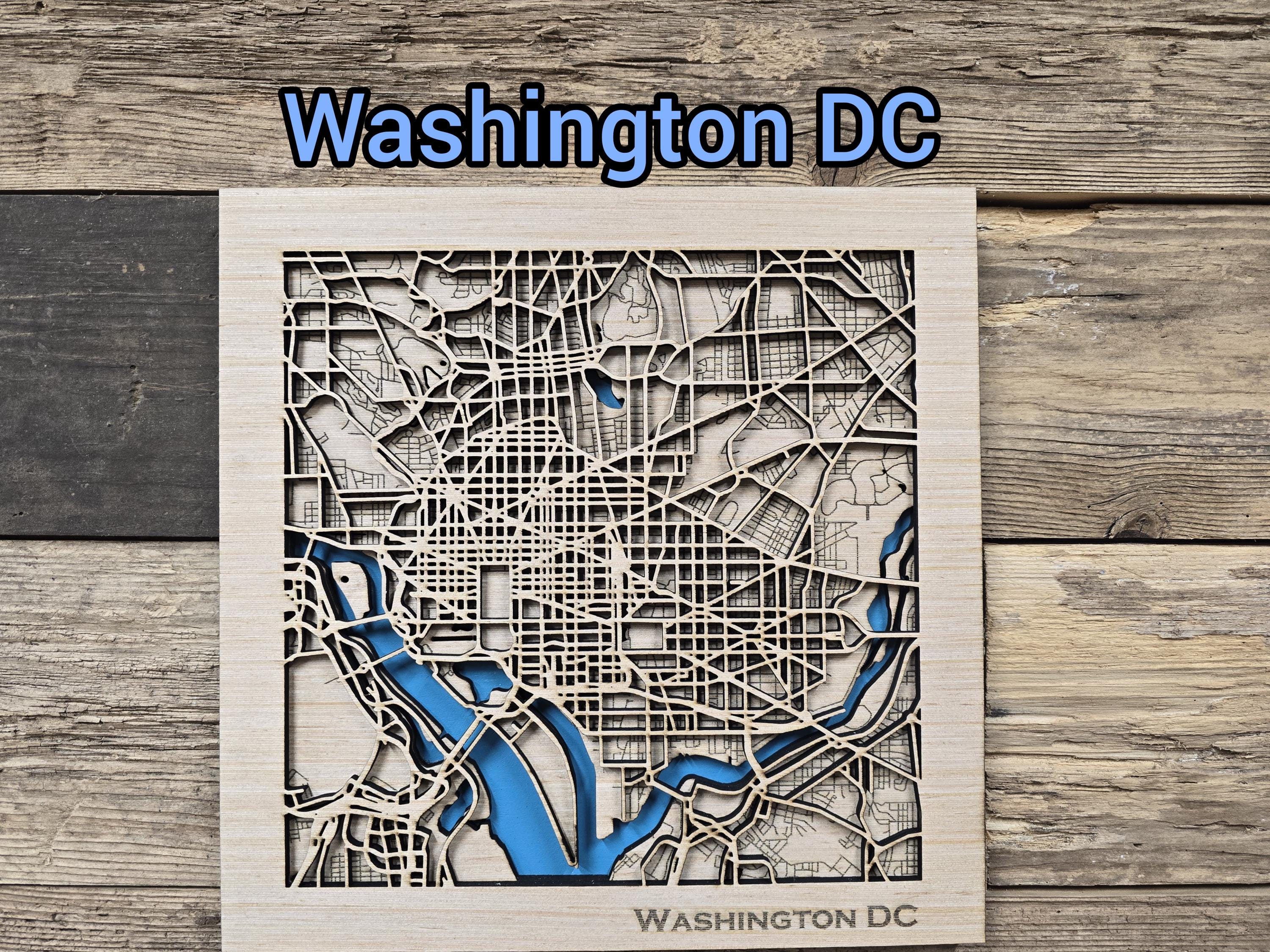 Washington DC Layered Map Svg File, Washington DC Laser Cut Map, Wood ...