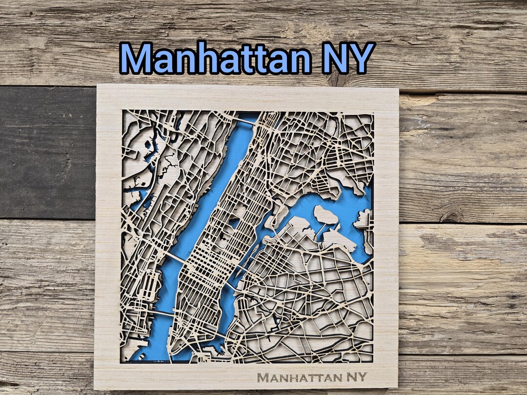 Manhattan Layered Wood Map SVG File: Laser Cut City Map (digital ...