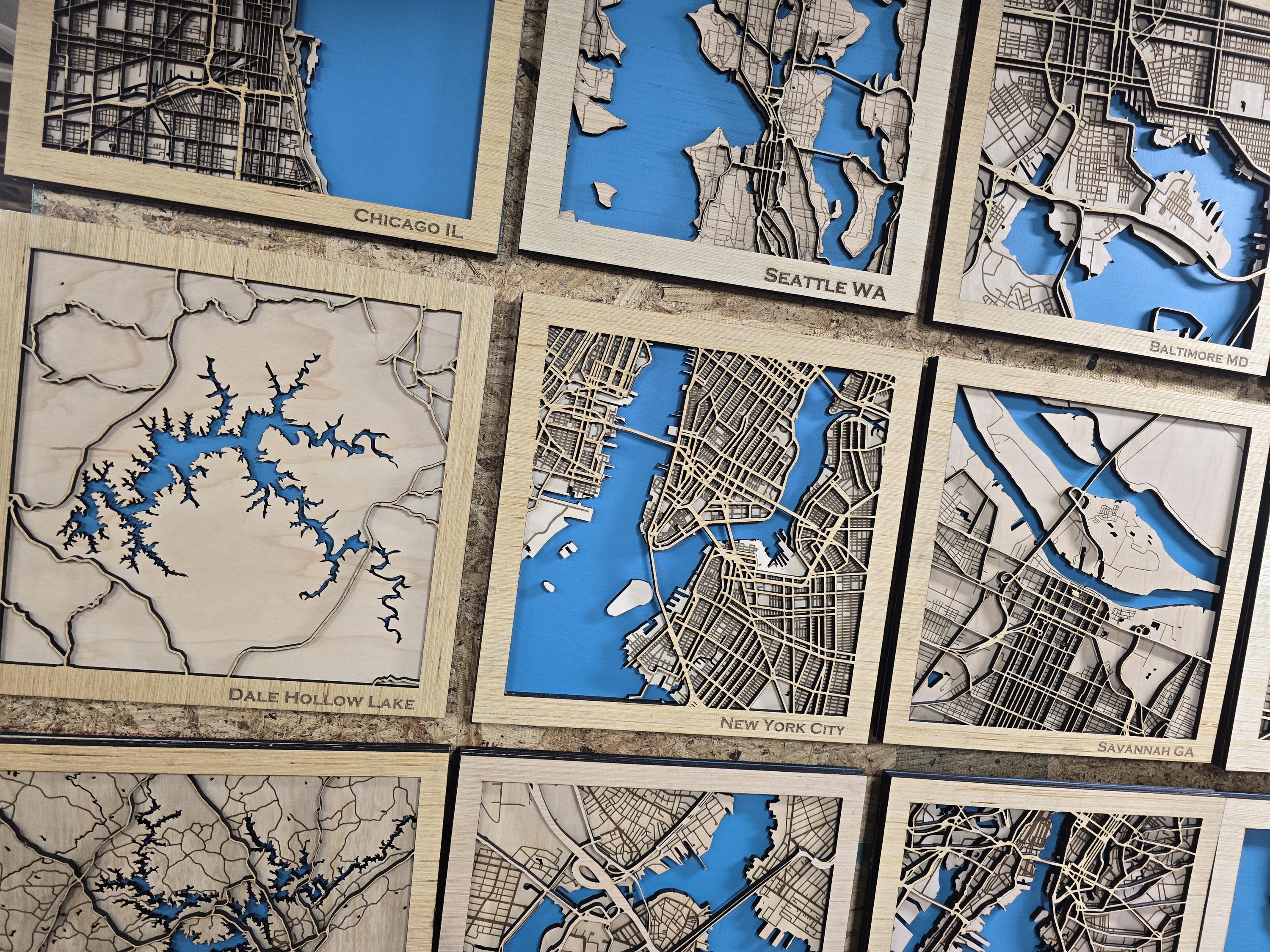 Laser Cut Map SVG Files: City & Lake Maps (digital Download) - Etsy